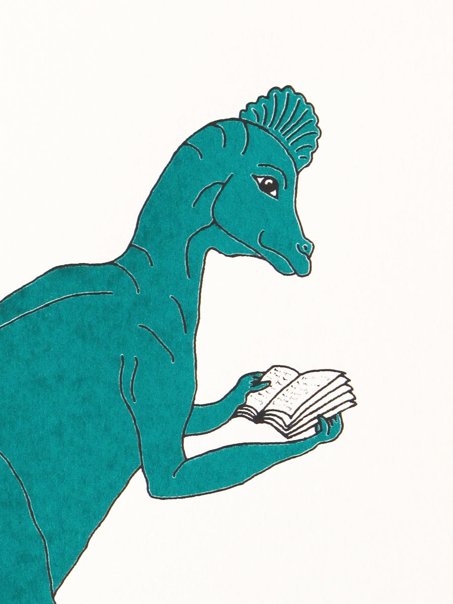 Bookworm Corythosaurus – Liz Whiteman Smith Screen Prints