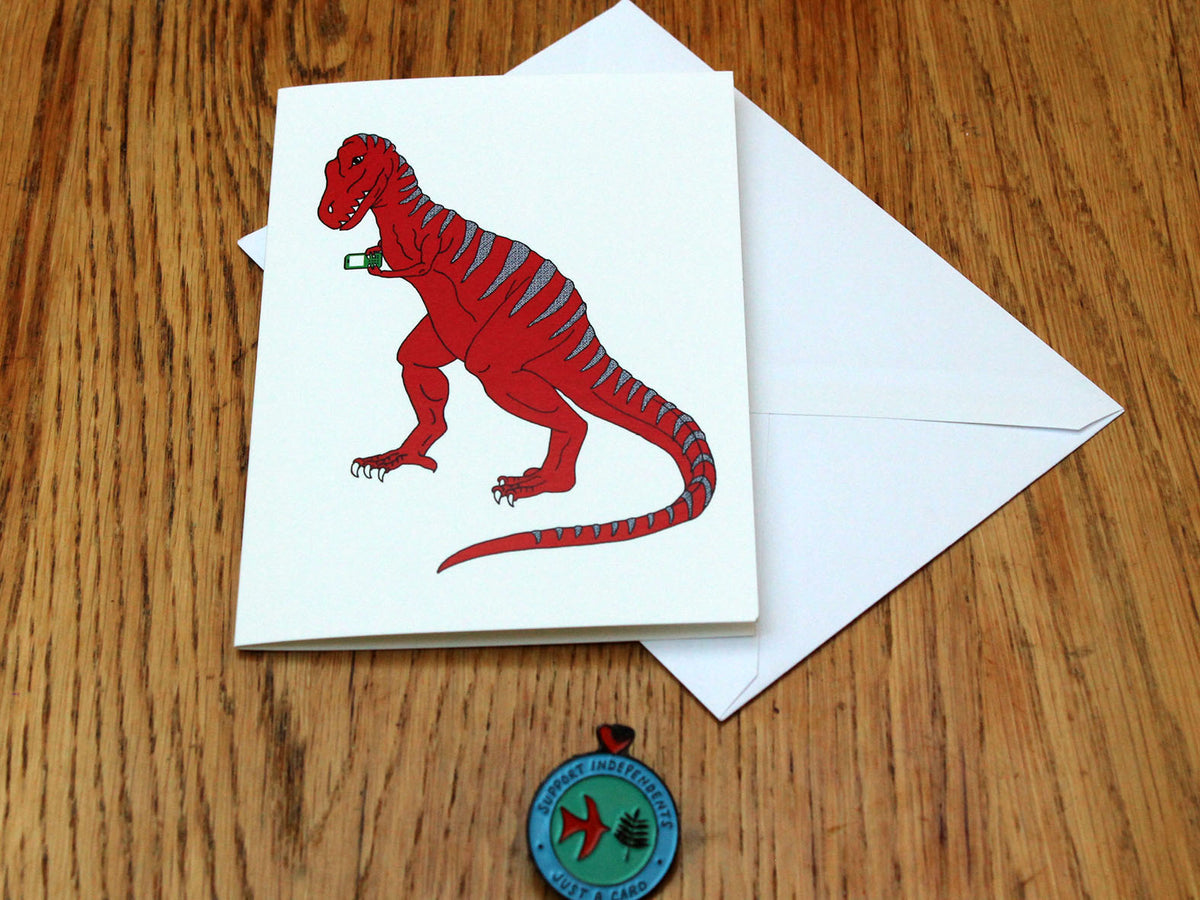 4 Texting T-rex cards – Liz Whiteman Smith Screen Prints